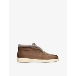 Santoni Fortune Lined" Suede Ankle Boots - Rust Comb