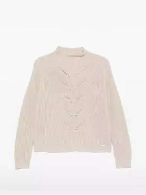 Herno Pointelle-knit Sweater With Ribbed Trim - Neutrals