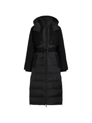 Karl Lagerfeld Belted Long Puffer Jacket - Black