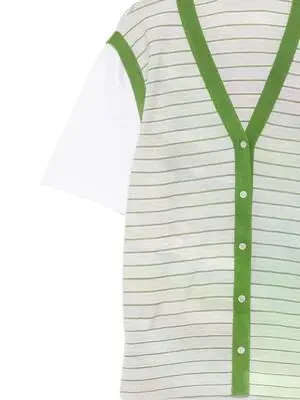 LESS Striped Mock-layer T-shirt With V-neck