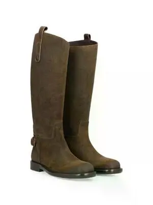 Burberry Suede Knee-high Cavalier Boots - Brown