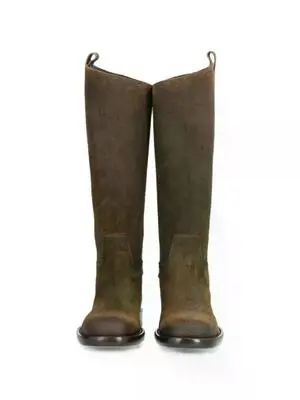 Burberry Suede Knee-high Cavalier Boots - Brown