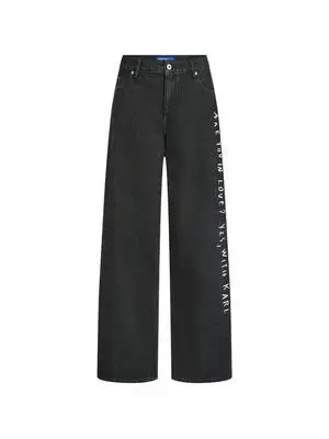Karl Lagerfeld X Pietro Terzini Low-rise Wide-leg Jeans - Black