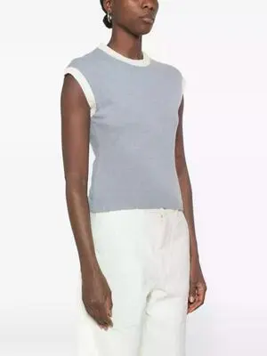 Eric Bompard Cashmere Vest With Contrast Trim - Blue