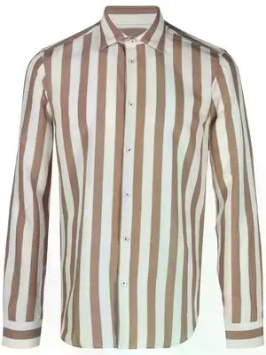MANUEL RITZ Striped Long-sleeve Shirt - Neutrals