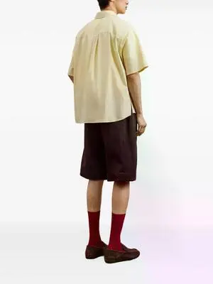 CROQUIS Eyelet-embroidery Short-sleeve Shirt - Yellow