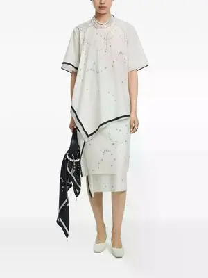 JNBY Asymmetric Hem Pearl Print Blouse - Neutrals