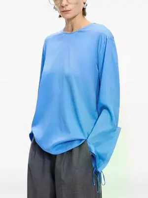 JNBY Long Sleeve Blouse With Self-tie Cuffs - Blue