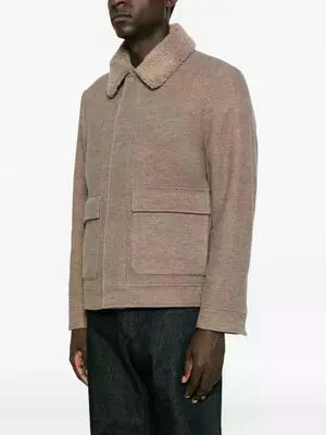 Canali Shearling Collar Patch Pocket Jacket