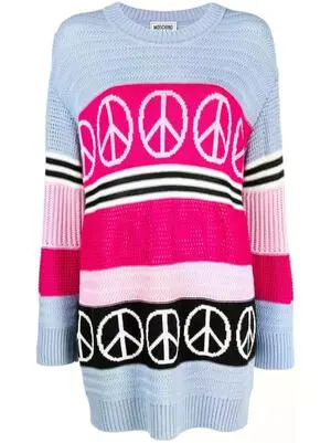 Moschino Peace Sign Colour-block Sweater Dress