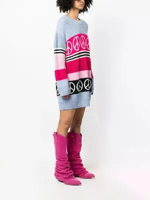 Moschino Peace Sign Colour-block Sweater Dress