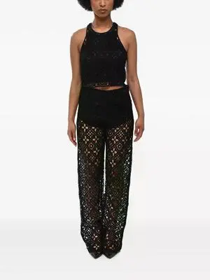 Off-White Crochet-knit Halter Neck Cropped Top - Black