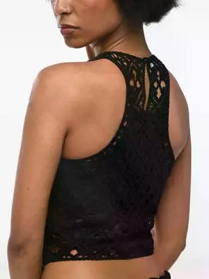Off-White Crochet-knit Halter Neck Cropped Top - Black