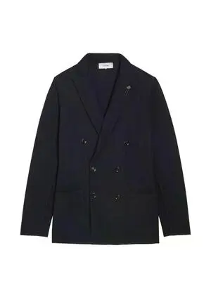 LARDINI Double-breasted Knitted Blazer - Blue