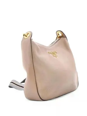 Prada Vitello Daino Striped Strap Zip Hobo Crossbody Bag