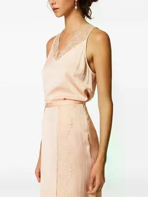 TWINSET Satin And Lace V-neck Sleeveless Top