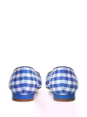 Manolo Blahnik Alexa Gingham-print Button-embellished Pumps