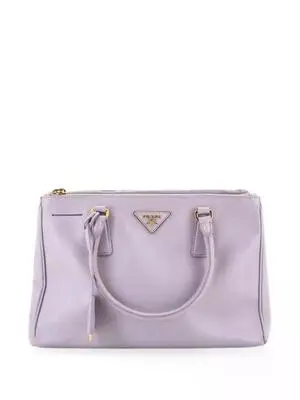 Prada Double Zip Lux Saffiano Leather Small Tote Bag - Purple