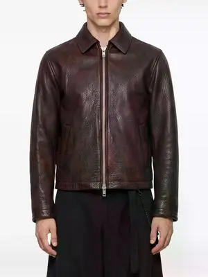 SUNFLOWER Grained-leather Jacket