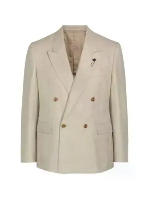 LARDINI Double-breasted Herringbone Blazer