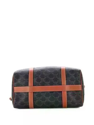 Celine Boston Bag Triomphe Coated Canvas Large Handbag