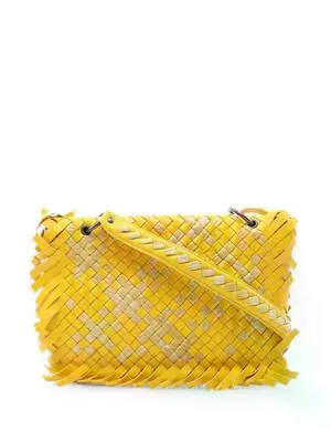Bottega Veneta 2010s Intrecciato Fringe Shoulder Bag - Yellow