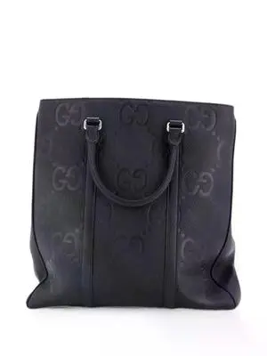Gucci Jumbo Gg Embossed Leather Vertical Structured Top Handle Open Tote