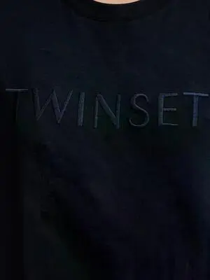 TWINSET Embroidered Logo Cap Sleeve T-shirt