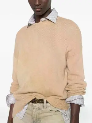ALLUDE Ribbed-knit Crew Neck Sweater