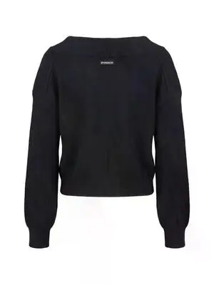 Pinko Cropped Wool V-neck Sweater With Balloon Sleeves