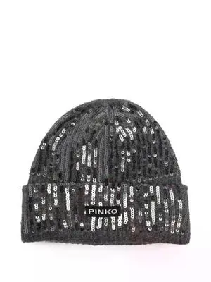 Pinko Bembusa Sequin Beanie Hat - Grey