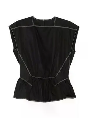LESS Peplum Hem Blouse - Black