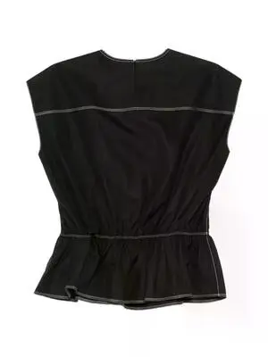 LESS Peplum Hem Blouse - Black