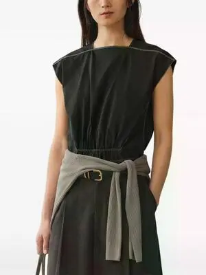 LESS Peplum Hem Blouse - Black