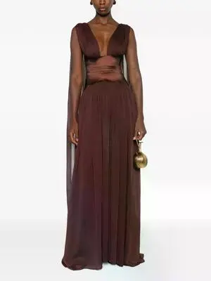 Arcina Ori Ramona Draped-panel Maxi Dress - Brown