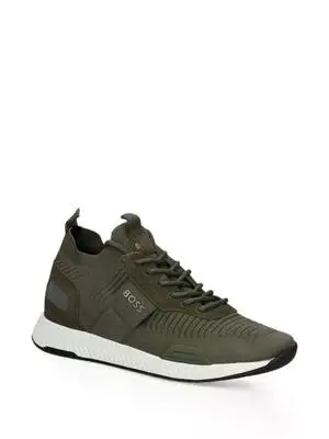 BOSS Ribbed Knit Lace-up Sneakers