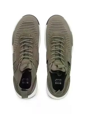 BOSS Ribbed Knit Lace-up Sneakers