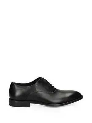 BOSS Leather Oxford Shoes With Perforated Details - Black