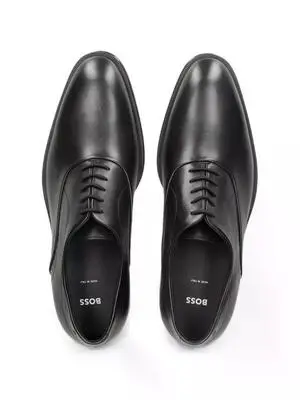 BOSS Leather Oxford Shoes With Perforated Details And Lace-up Fastening