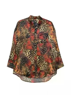 R13 Leopard Print Silk Button-down Shirt - Red