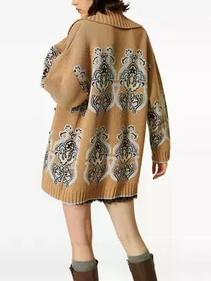 TWINSET Jacquard Wool Blend Knitted Cardigan