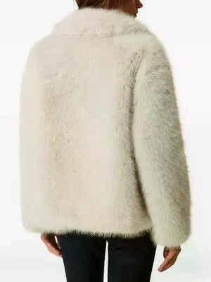 TWINSET Short Faux Fur Coat With Large Lapels