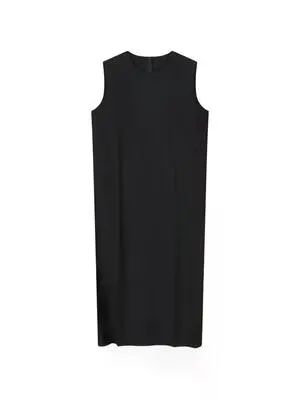 LESS Sleeveless Midi Dress With Rear Zip And Pockets - Black
