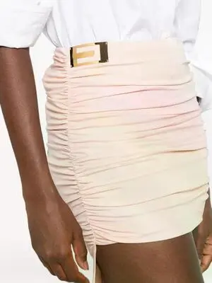 Elisabetta Franchi Ruched Asymmetric Skirt With Logo Plaque
