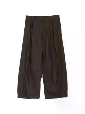 CROQUIS Curved-leg Poplin Trousers - Brown