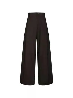 CROQUIS Curved-leg Poplin Trousers - Brown
