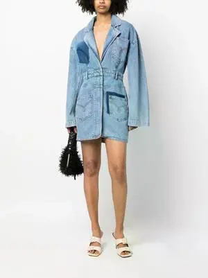 Moschino Notched-lapel Denim Mini Dress
