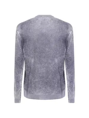 Emporio Armani Ribbed Virgin Wool Sweater With Mélange Print - Grey