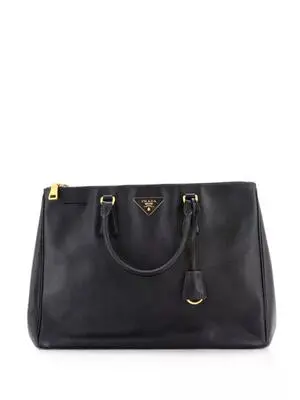 Prada Double Zip Lux Saffiano Leather Large Tote Bag - Black