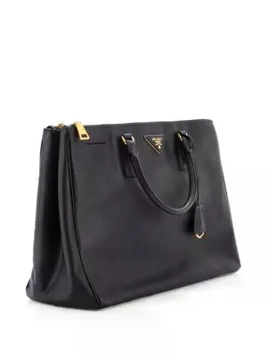 Prada Double Zip Lux Saffiano Leather Large Tote Bag - Black